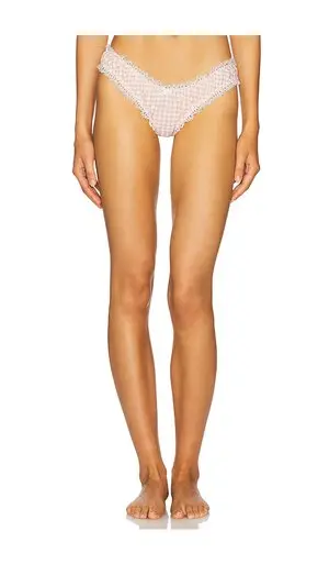 For Love & Lemons Petal Gingham Thong Panty In Blush