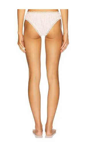 For Love & Lemons Petal Gingham Thong Panty In Blush