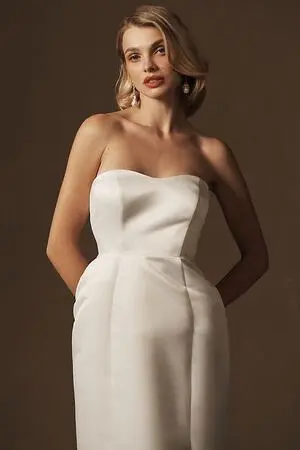 Bhldn Strapless Exaggerated Hip Midi Dress