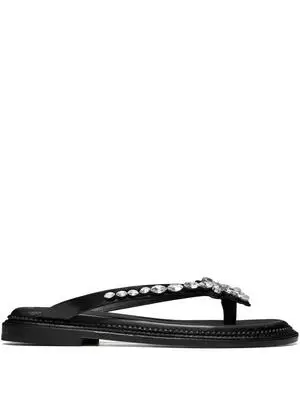Simone Rocha Crystal-embellished Leather Slides - Black