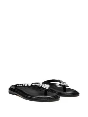 Simone Rocha Crystal-embellished Leather Slides - Black