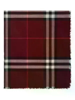 Burberry Checked Wool Scarf - Red