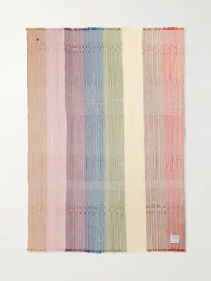 GOD'S TRUE CASHMERE Rainbow Fringed Embellished Cashmere Blanket