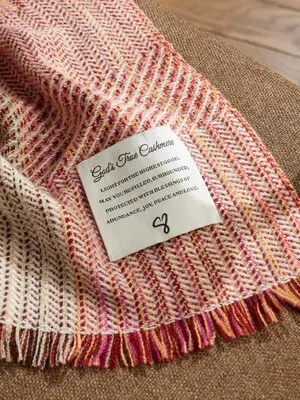 GOD'S TRUE CASHMERE Rainbow Fringed Embellished Cashmere Blanket