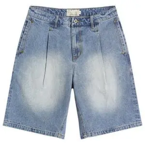 DIME Pleated Denim Shorts - Blue Washed