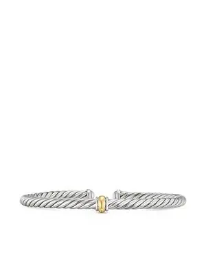 David Yurman 14k Yellow Gold Cable Flex Station Bracelet - Silver