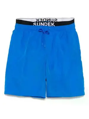 Sundek Logo-waistband Swim Shorts - Blue