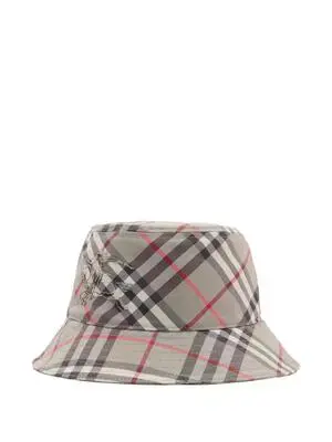Burberry Checked Bucket Hat - Grey