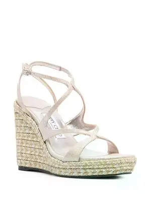 JIMMY CHOO Ayla Leather Heeled Espadrilles - Neutrals