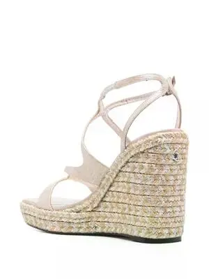 JIMMY CHOO Ayla Leather Heeled Espadrilles - Neutrals