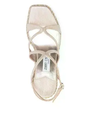 JIMMY CHOO Ayla Leather Heeled Espadrilles - Neutrals