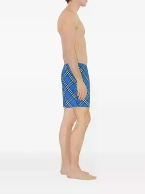 Burberry Checked Swim Shorts - Blue