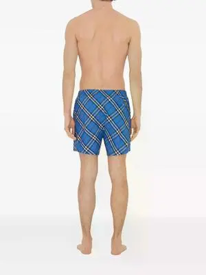 Burberry Checked Swim Shorts - Blue