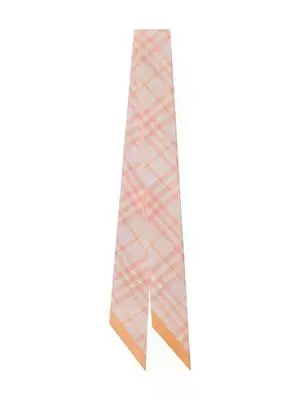 Burberry Checked Silk Scarf - Pink