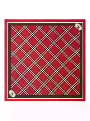 Burberry Checked Silk Scarf - Red