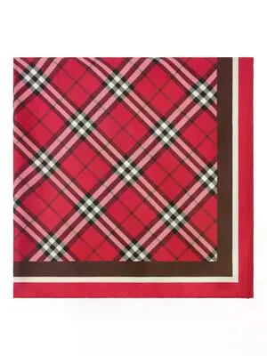 Burberry Checked Silk Scarf - Red