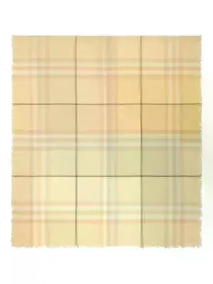 Burberry Checked Wool Scarf Yellow