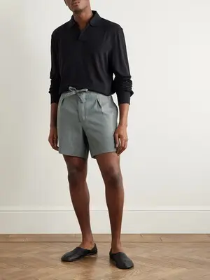 STOFFA Straight-leg Linen Drawstring Shorts - Gray