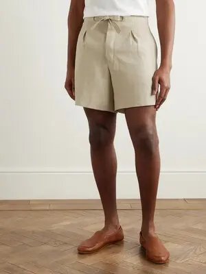 STOFFA Straight-leg Linen Short - Neutrals