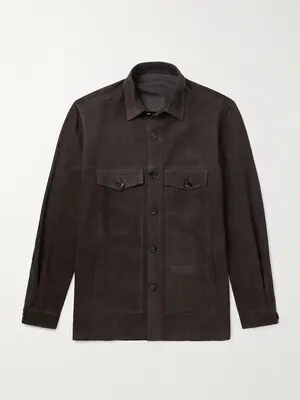 Thom Sweeney Suede Overshirt - Brown