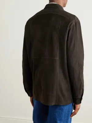 Thom Sweeney Suede Overshirt - Brown