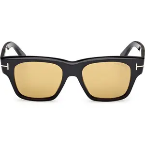 TOM FORD 53mm Square Sunglasses - Shiny Black Eco / Vicuna