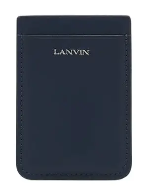 LANVIN Magnetic Leather Cardholder Petrol Blue