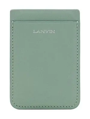 LANVIN Magnetic Leather Cardholder Vert De Gris