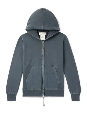 Remi Relief Distressed Cotton-Jersey Zip-Up Hoodie - Black