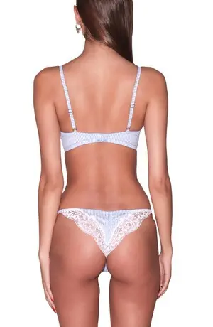 FLEUR DU MAL Poplin & Lace Briefs - Stripe Sky