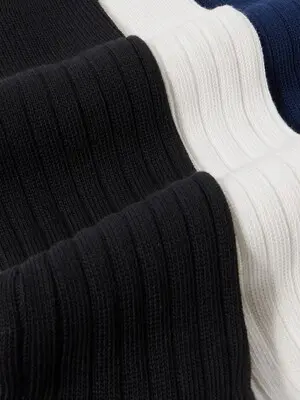 Mr P. Three-pack Ribbed Cotton-blend Socks