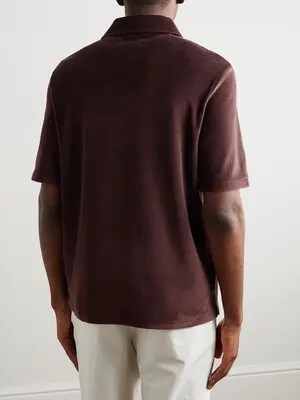 Loro Piana Cotton And Silk-blend Velour Polo Shirt - Brown