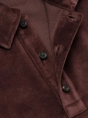 Loro Piana Cotton And Silk-blend Velour Polo Shirt - Brown