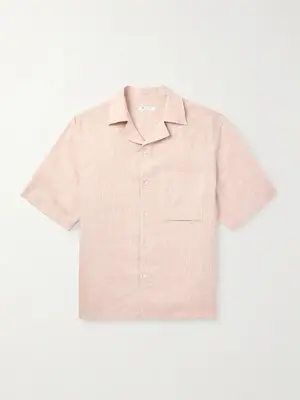 Loro Piana Federico Camp-collar Linen Shirt - Orange