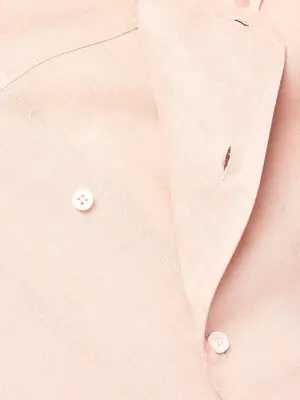 Loro Piana Federico Camp-collar Linen Shirt - Orange