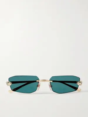CARTIER Panthère De Rimless Rectangle-frame Sunglasses - Gold