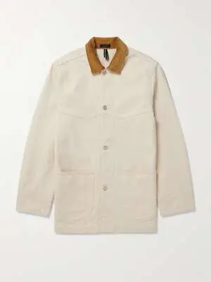 DRAKE'S Corduroy-trimmed Cotton-twill Chore Jacket