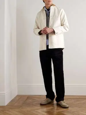 DRAKE'S Corduroy-trimmed Cotton-twill Chore Jacket