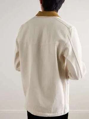 DRAKE'S Corduroy-trimmed Cotton-twill Chore Jacket