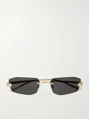 CARTIER Panthère De Rimless Rectangle Sunglasses - Gold