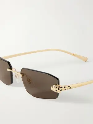 Cartier Panthère De Rimless Rectangle Sunglasses