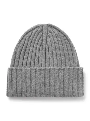DE PETRILLO Ribbed Wool And Cashmere-blend Beanie - Gray