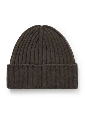 DE PETRILLO Ribbed Wool And Cashmere-blend Beanie - Brown