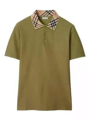 Burberry Check-collar Cotton Polo Shirt - Green