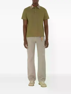Burberry Check-collar Cotton Polo Shirt - Green