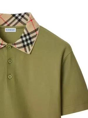 Burberry Check-collar Cotton Polo Shirt - Green