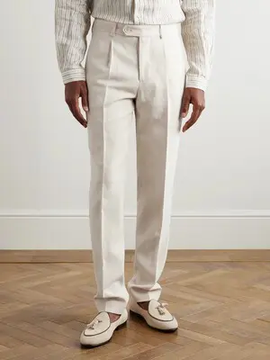 Brunello Cucinelli Slim-fit Straight-leg Pleated Linen Trousers