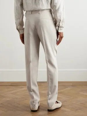 Brunello Cucinelli Slim-fit Straight-leg Pleated Linen Trousers