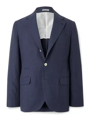 Brunello Cucinelli Linen Suit Jacket - Blue