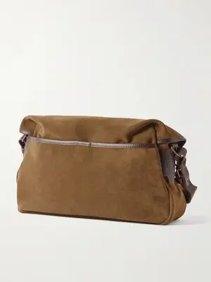 BLEU DE CHAUFFE Fisherman's Musette Leather-trimmed Suede Messenger Bag